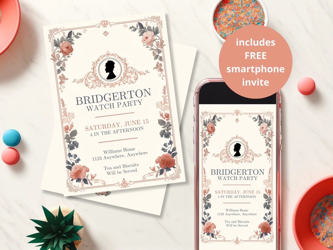 Bridgerton Watch Party Invitation Lady Whistledown Editable Canva ...
