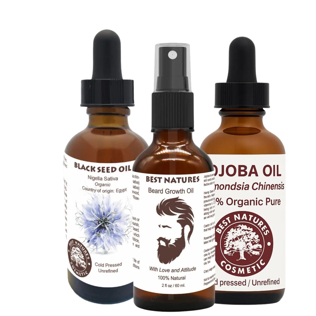 Men’s Grooming Set – Jojoba Oil, Black Seed Oil & Beard Growth Blend - Etsy