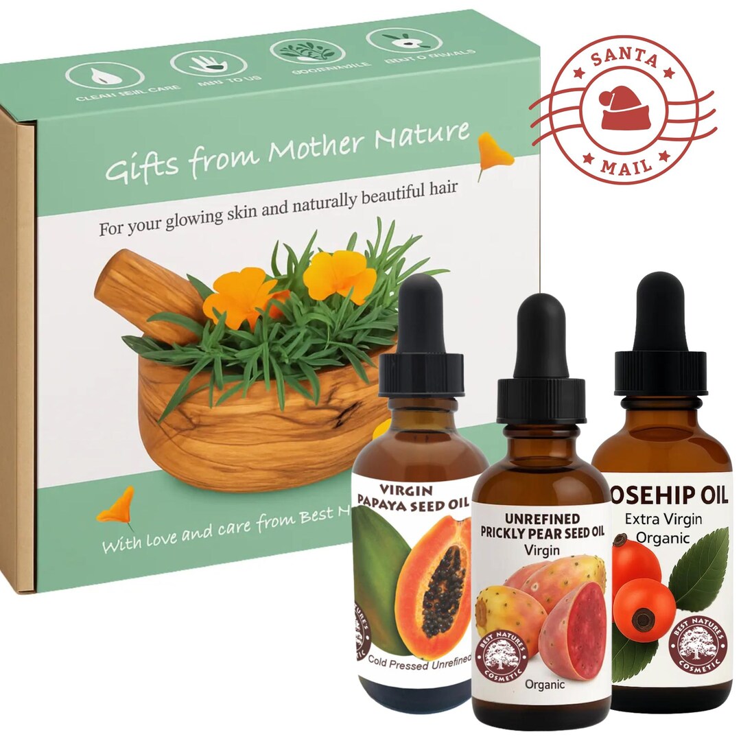 Mature Skin Oil Set: Prickly Pear, Papaya, Rosehip - Trio Gift Box - Etsy
