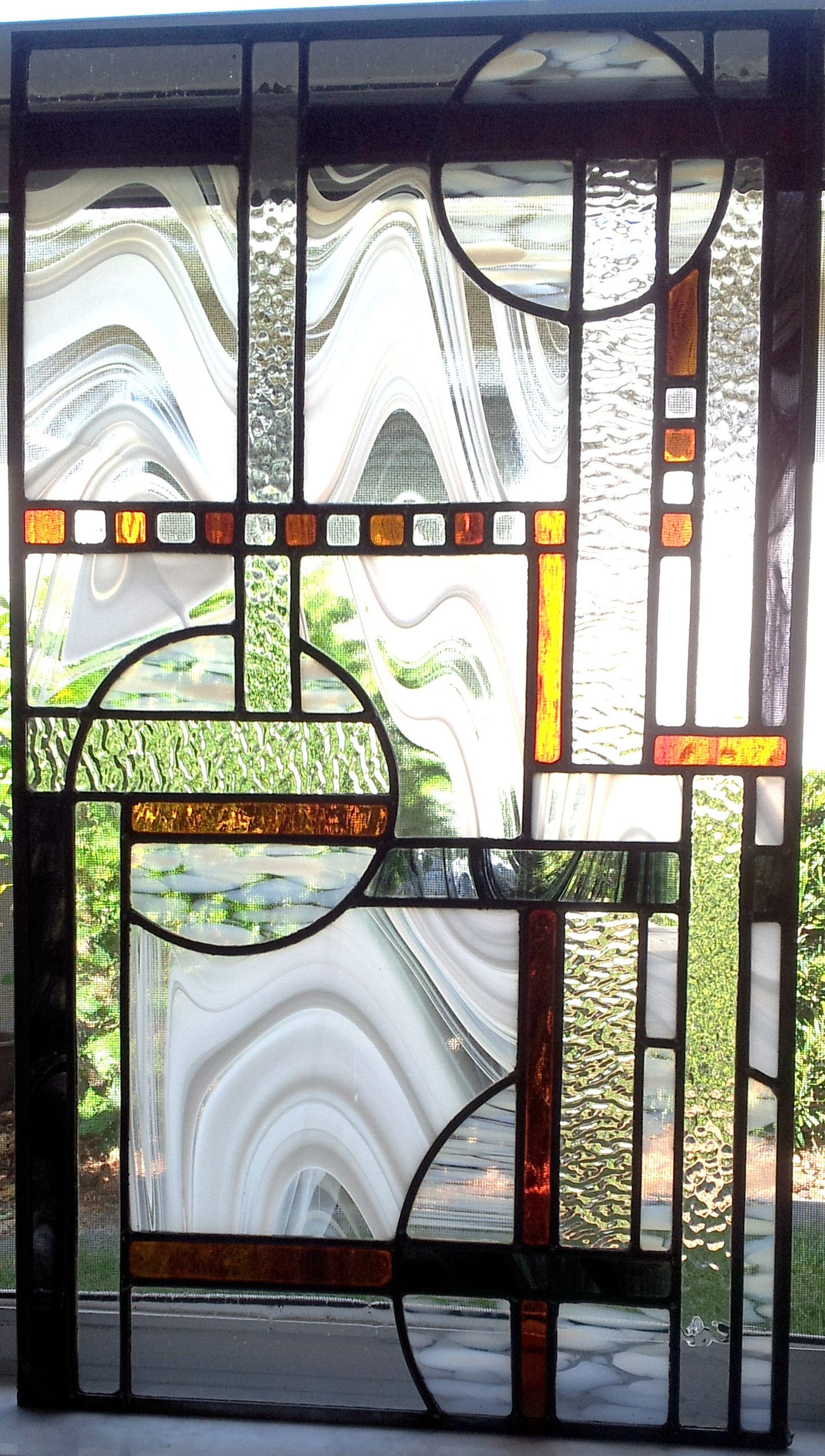 Stained Glass Large Window Panel / Contemporary Glass Panel / - Etsy