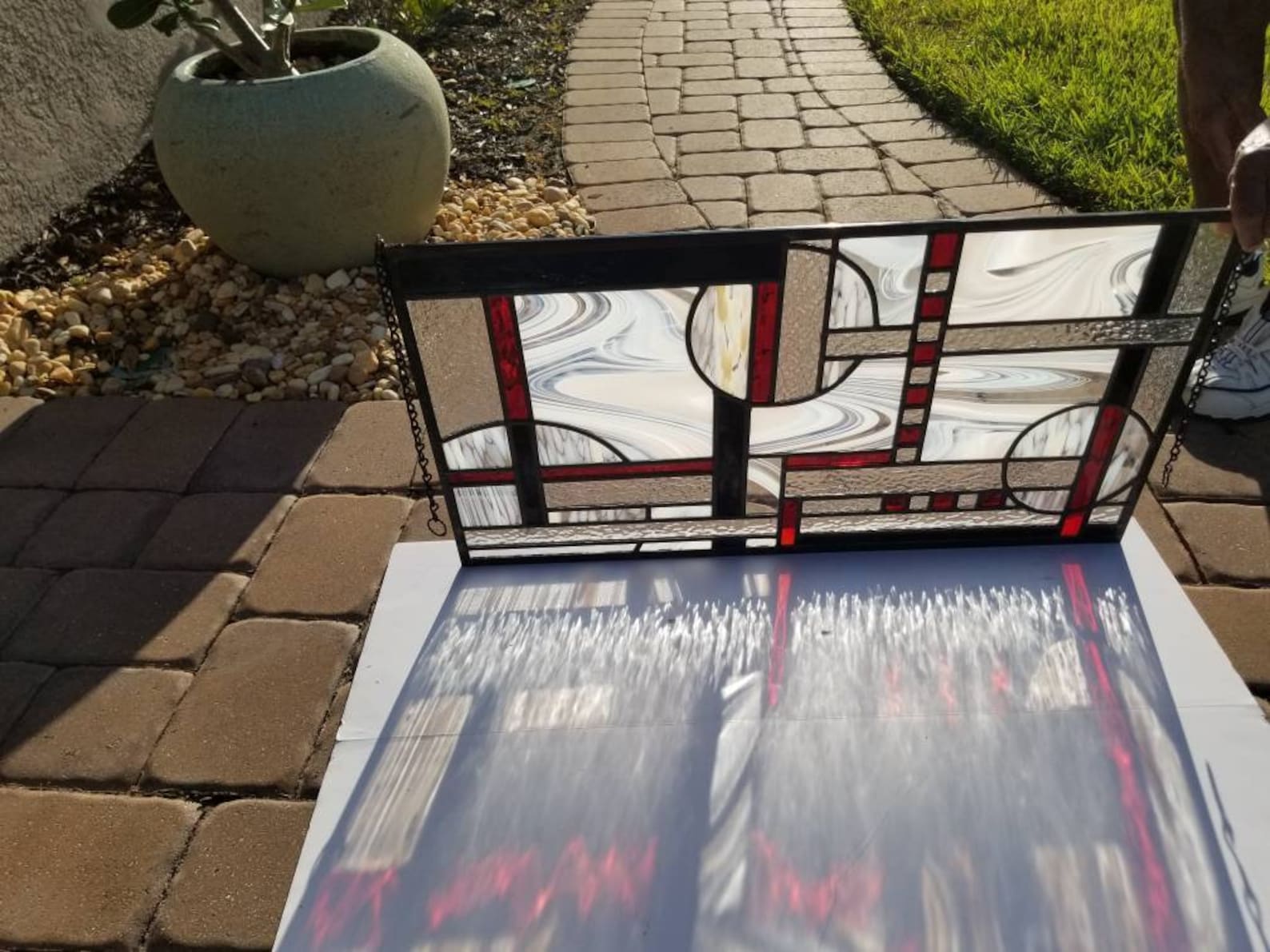 Stained Glass Large Window Panel / Contemporary Glass Panel / - Etsy