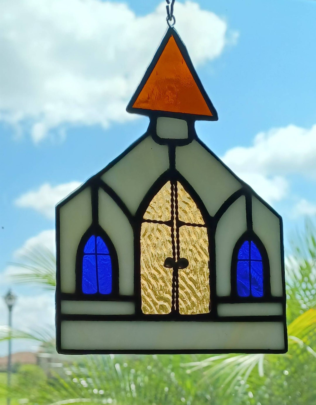 Stained Glass Church/church Suncatcher/church - Etsy
