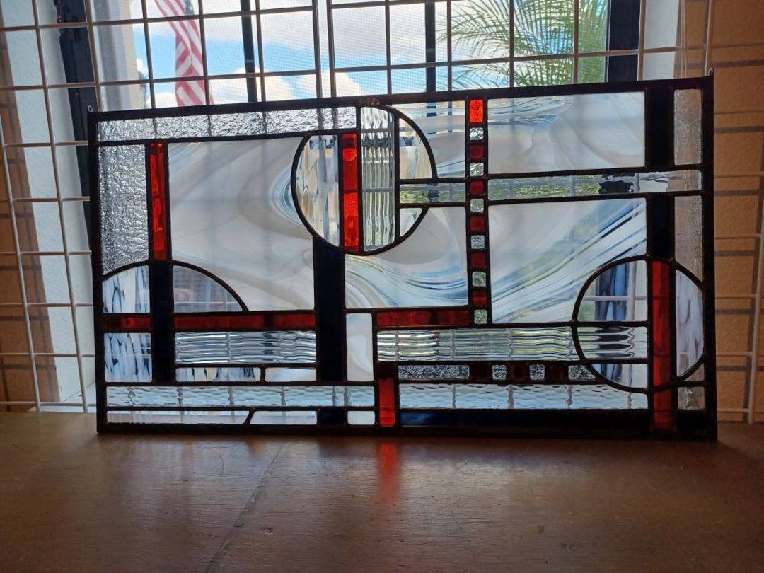 Stained Glass Large Window Panel / Contemporary Glass Panel / Textured ...