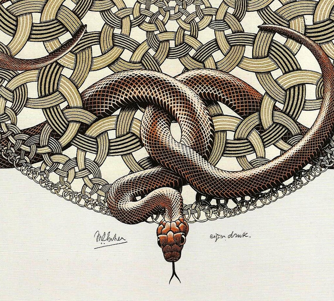 M.C. Escher print Snakes M.C. Escher bookplate | Etsy