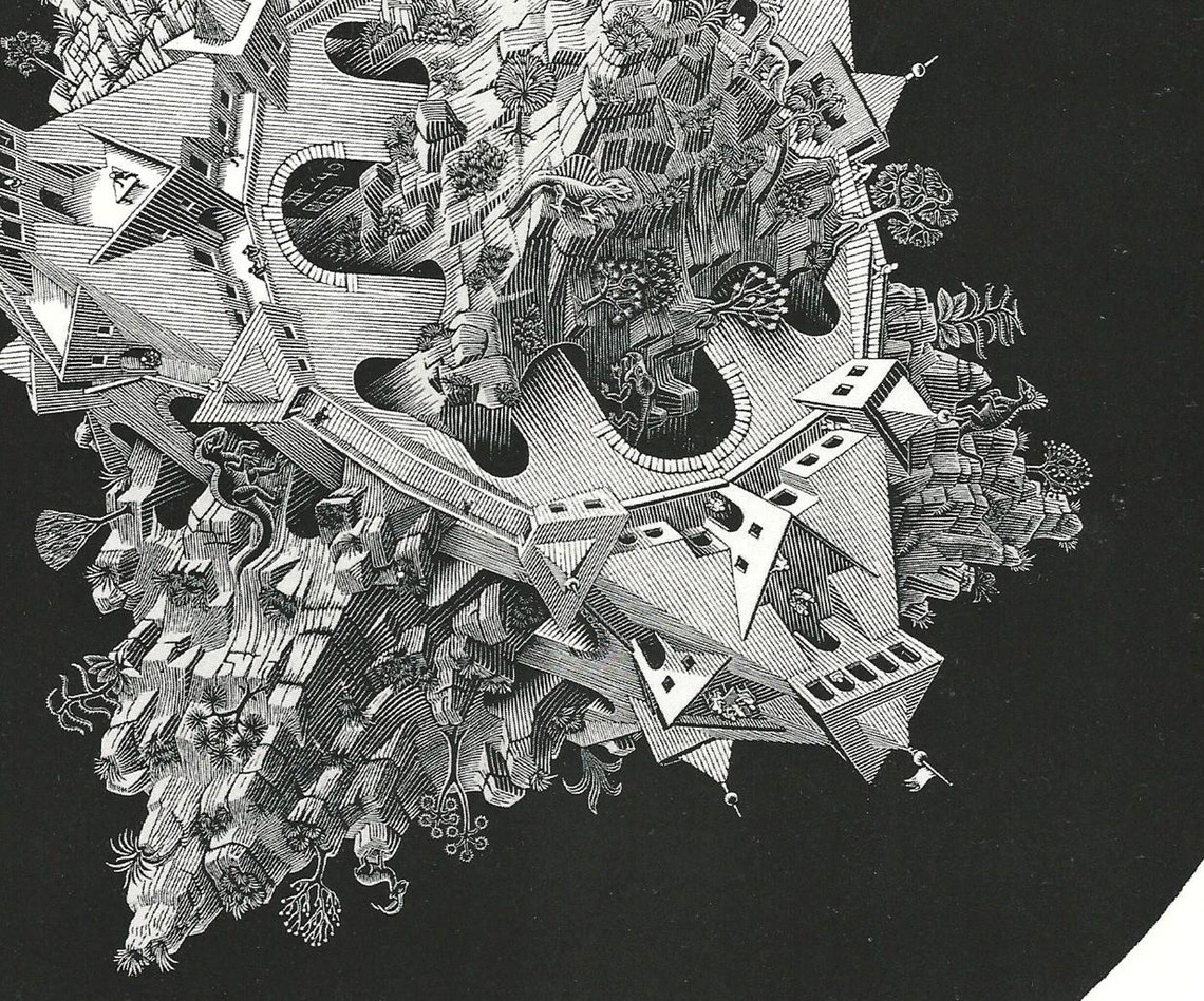 Large size M.C. Escher print Double Planetoid | Etsy