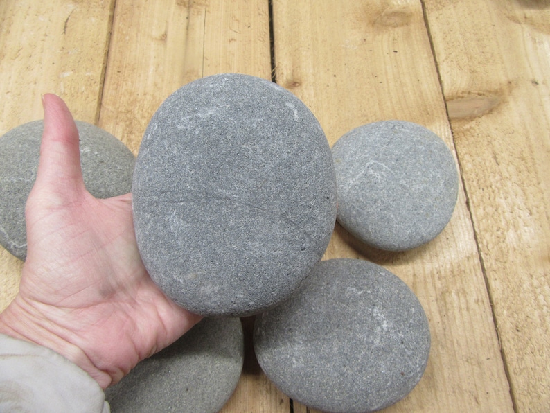 4 Flat Round Rocks 4 to 6 Inches. Lot of 4 Rocks, Beach Rocks for ...