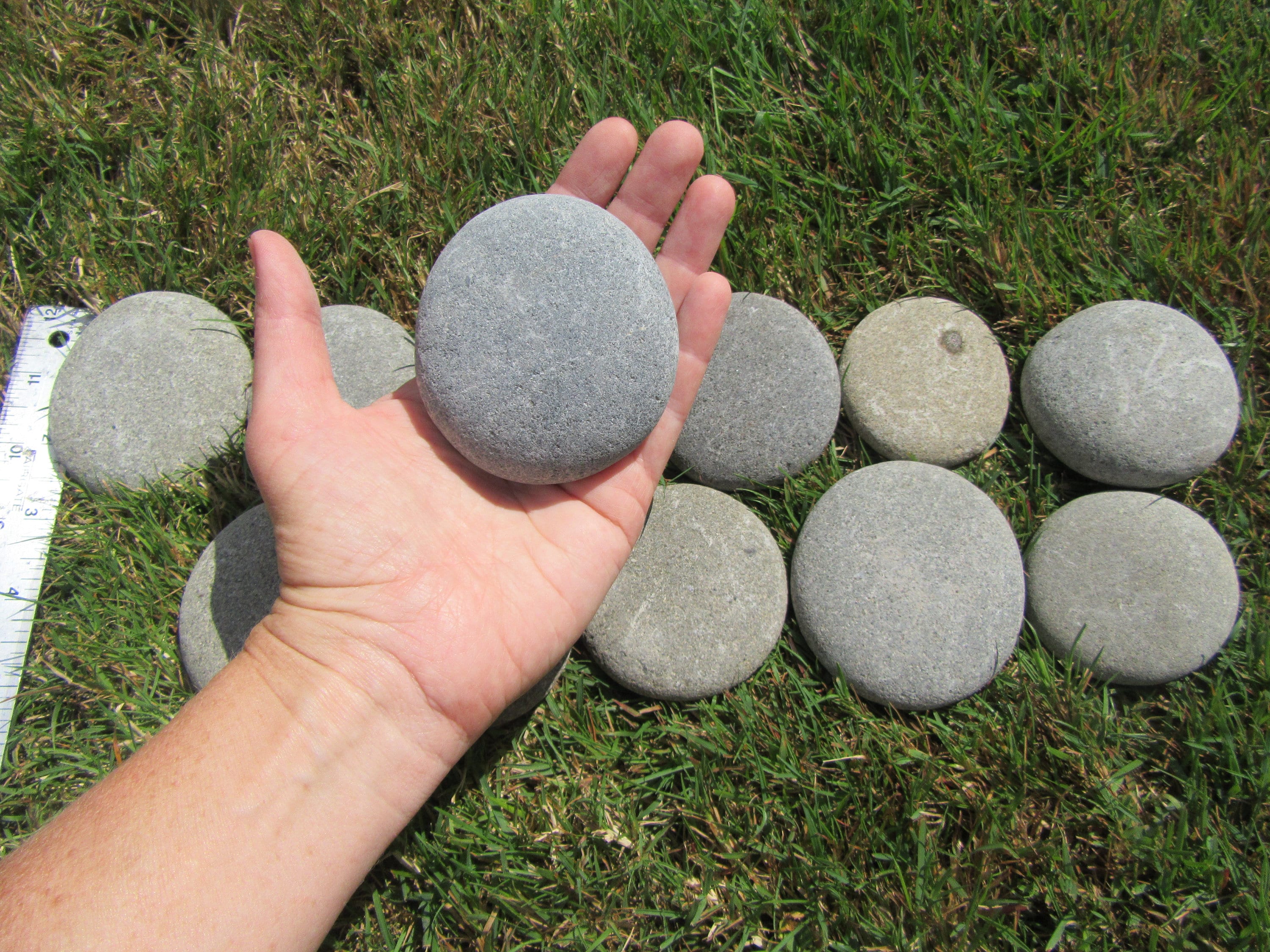 Flat Beach Rocks 10 Rocks. 3 to 4 Inches. 10 Rock Lot of Round and Oval ...
