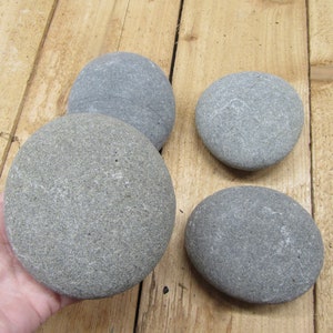 4 Flat Round Rocks 4 to 6 Inches. Lot of 4 Rocks, Beach Rocks for ...