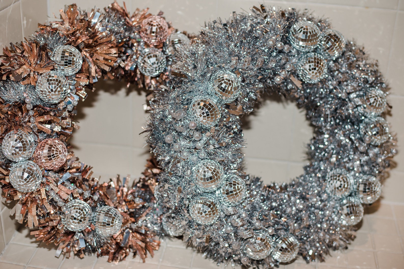 Disco Ball Holiday Wreath 1970s Inspired Groovy Mid-century Christmas ...
