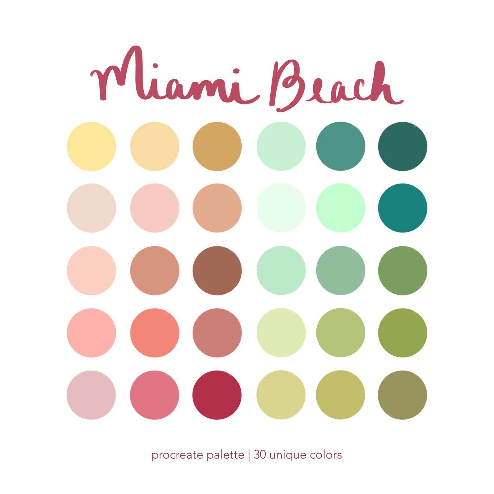 Miami Beach Procreate Color Palette Travel Inspired Series Instant ...