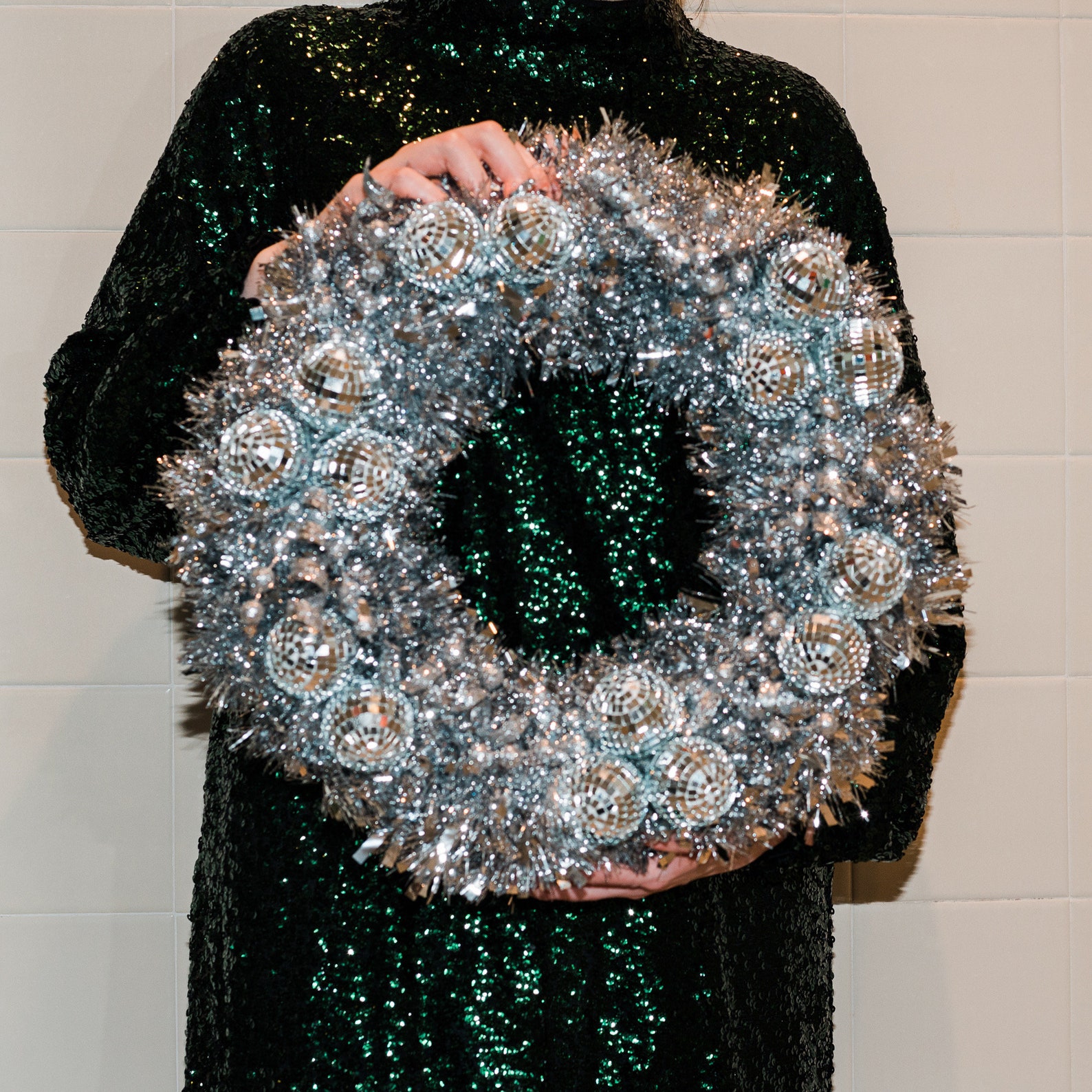 Disco Ball Holiday Wreath 1970s Inspired Groovy Mid-century Christmas ...