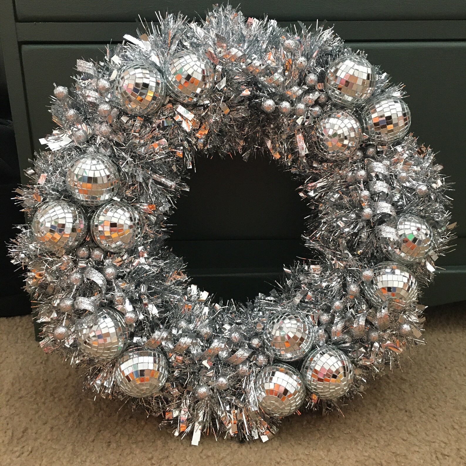 Disco Ball Holiday Wreath 1970s Inspired Groovy Mid-century Christmas ...