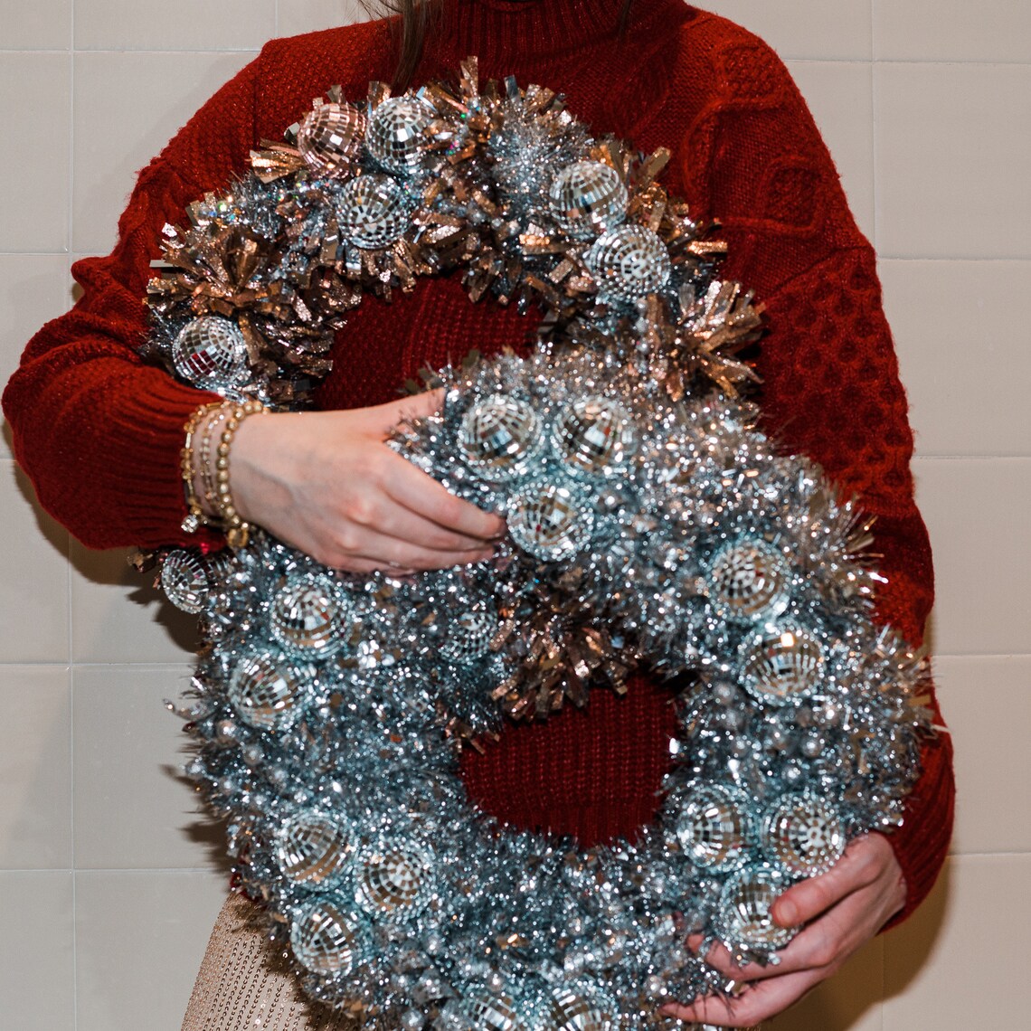 Disco Ball Holiday Wreath 1970s Inspired Groovy Mid-century Christmas ...