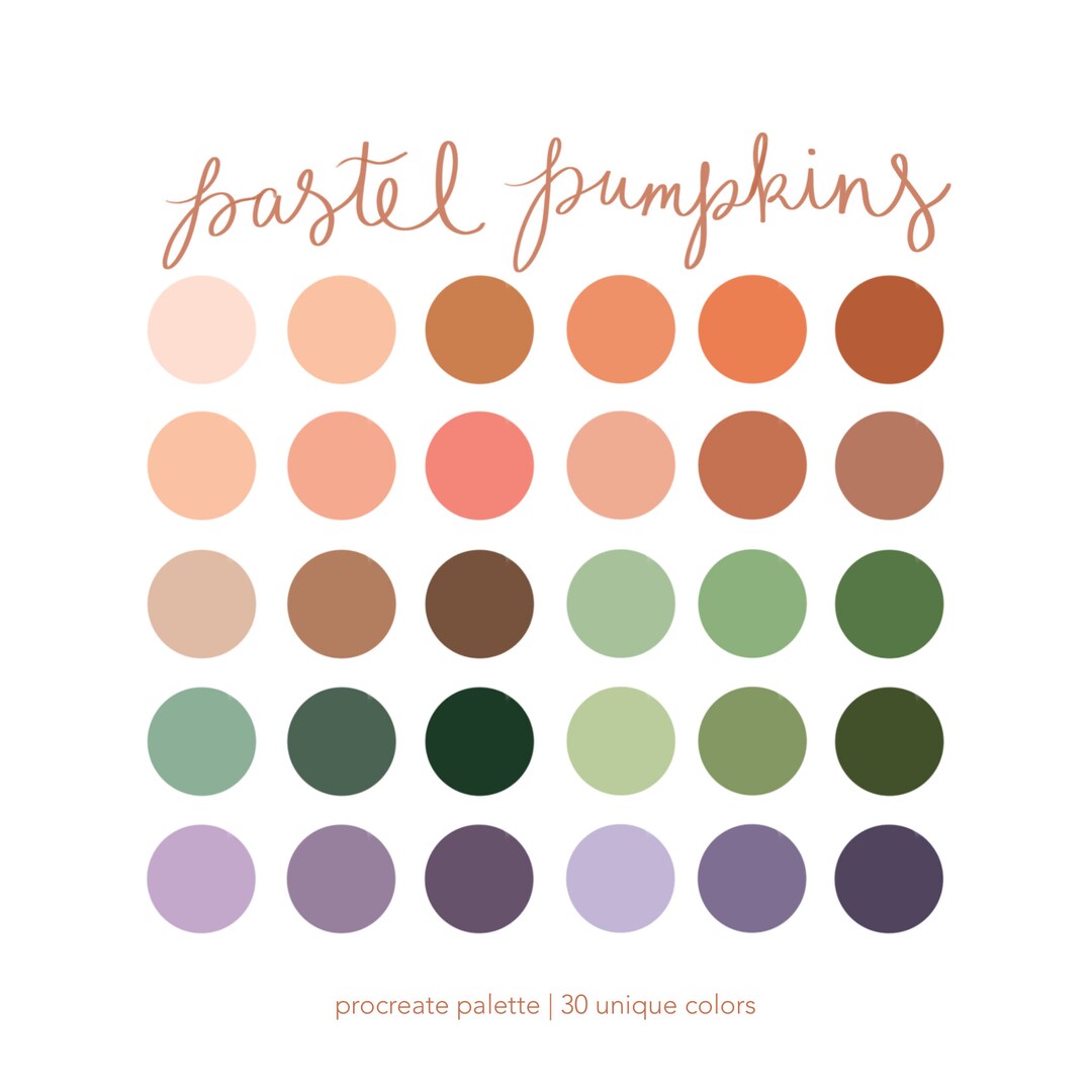 Pastel Pumpkins Fall Procreate Palette Color Palette - Etsy
