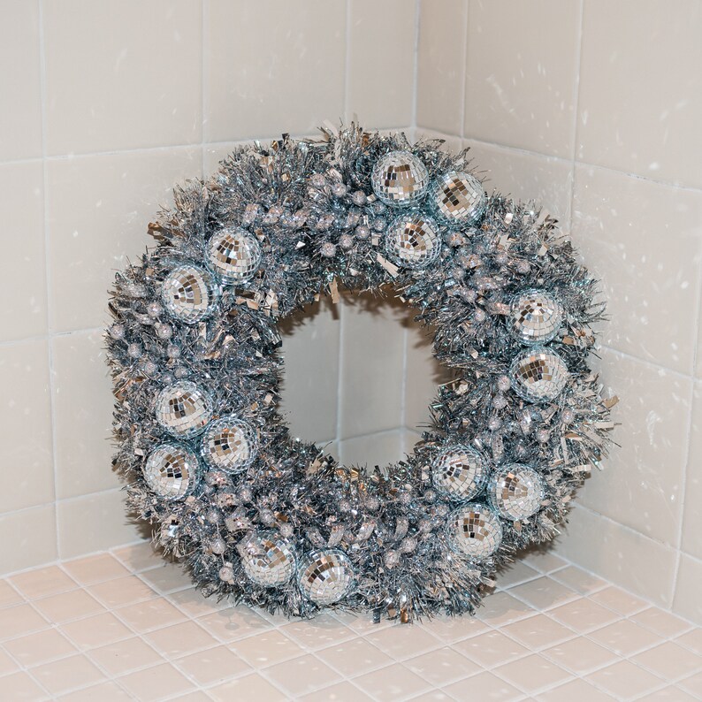 Disco Ball Holiday Wreath 1970s Inspired Groovy Mid-century Christmas ...