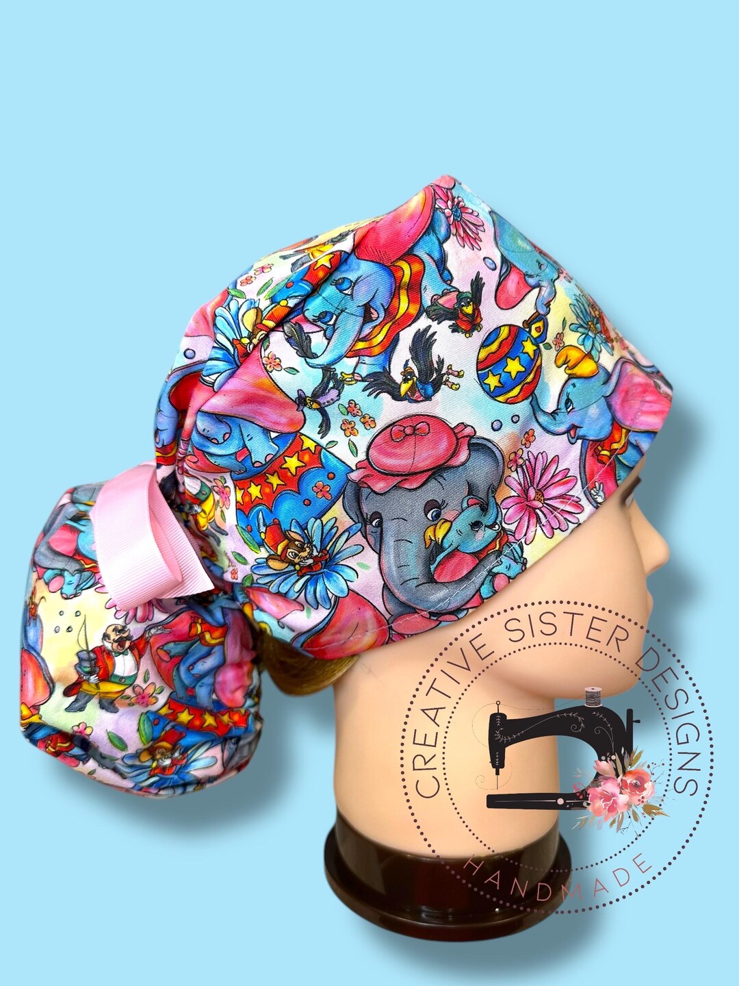 Flying Elephant Character Ponytail Scrub Cap | Ponytail Scrub Cap ...