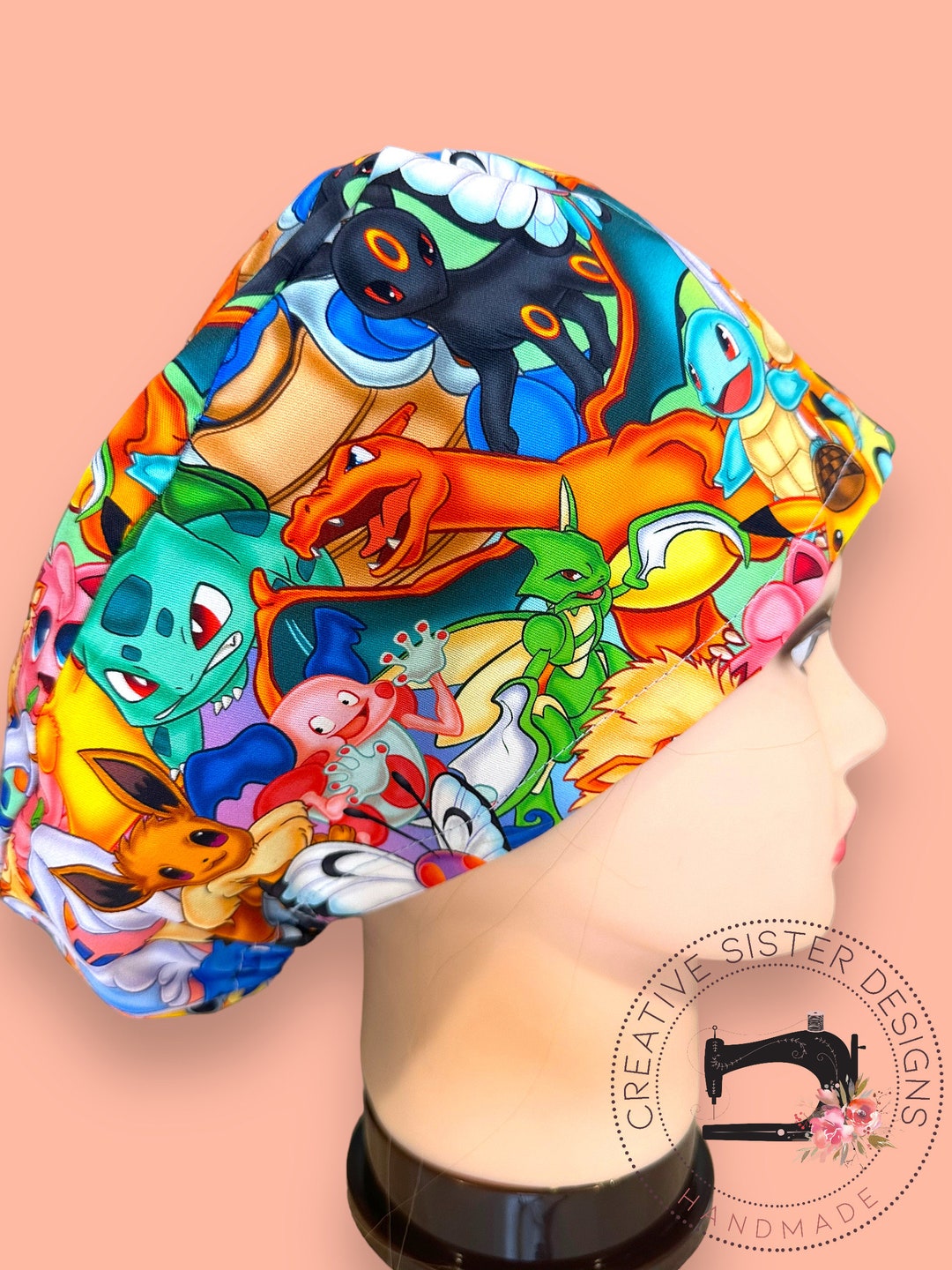 1 Available Pocket Cartoon Critters Euro Scrub Cap | Scrub Cap ...