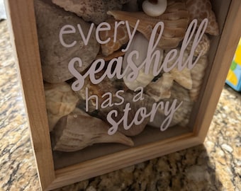 Distressed Teal “every Seashell Has A Story” Seashell Shadow Box Keeper ...