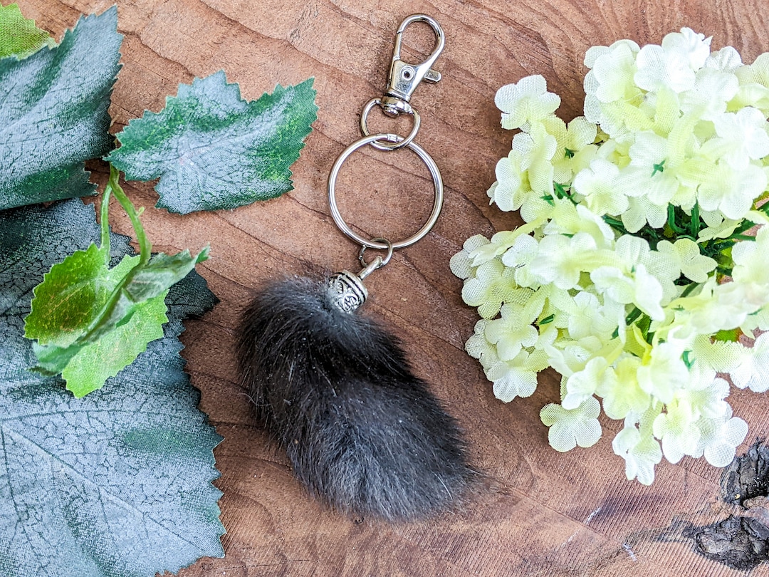 Rt03 RABBIT Tail Keychain Hook NATURAL Genuine Lucky Purse Crafts ...
