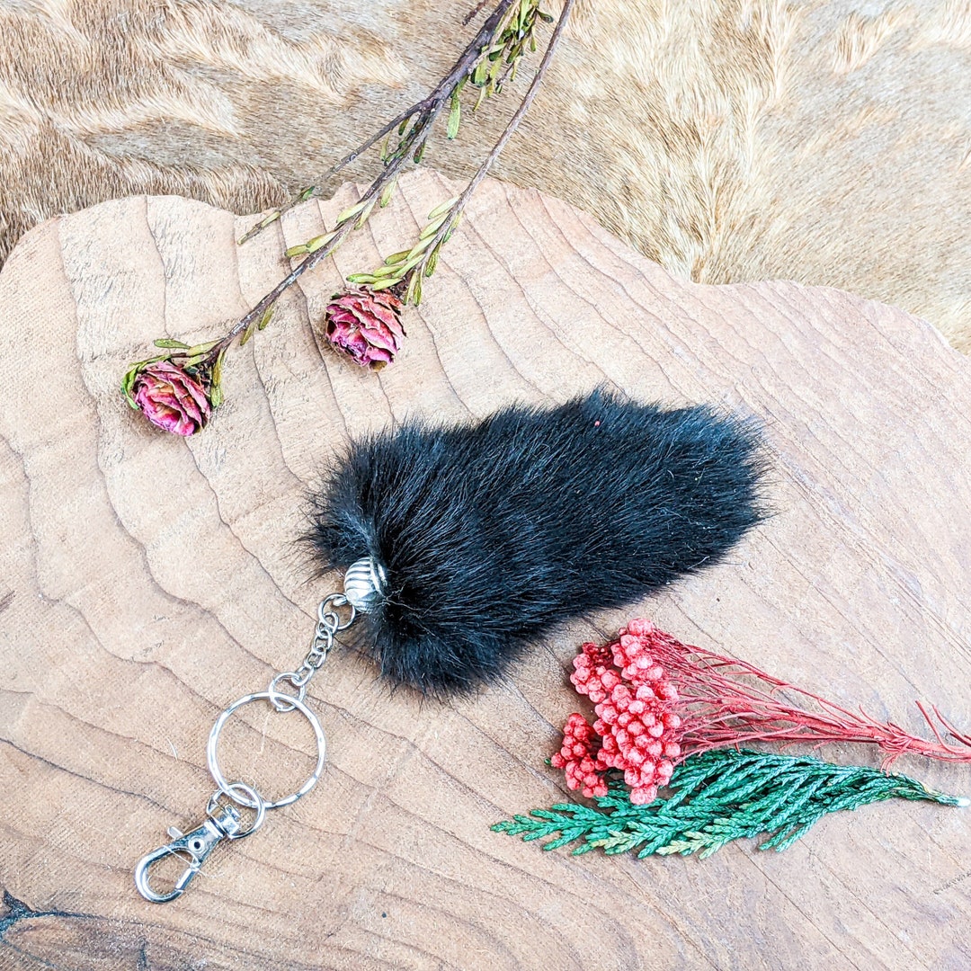 Rt05 RABBIT Tail Keychain Hook NATURAL Genuine Lucky Purse Crafts ...