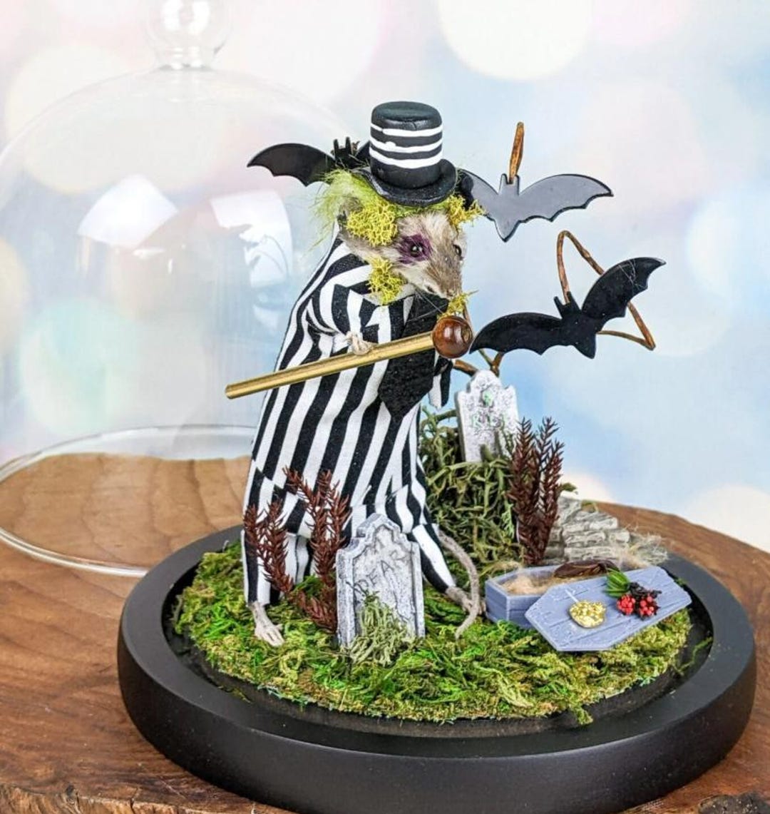Beetlejuice Taxidermy Mouse Graveyard Doll Oddities Curiosities Glass ...