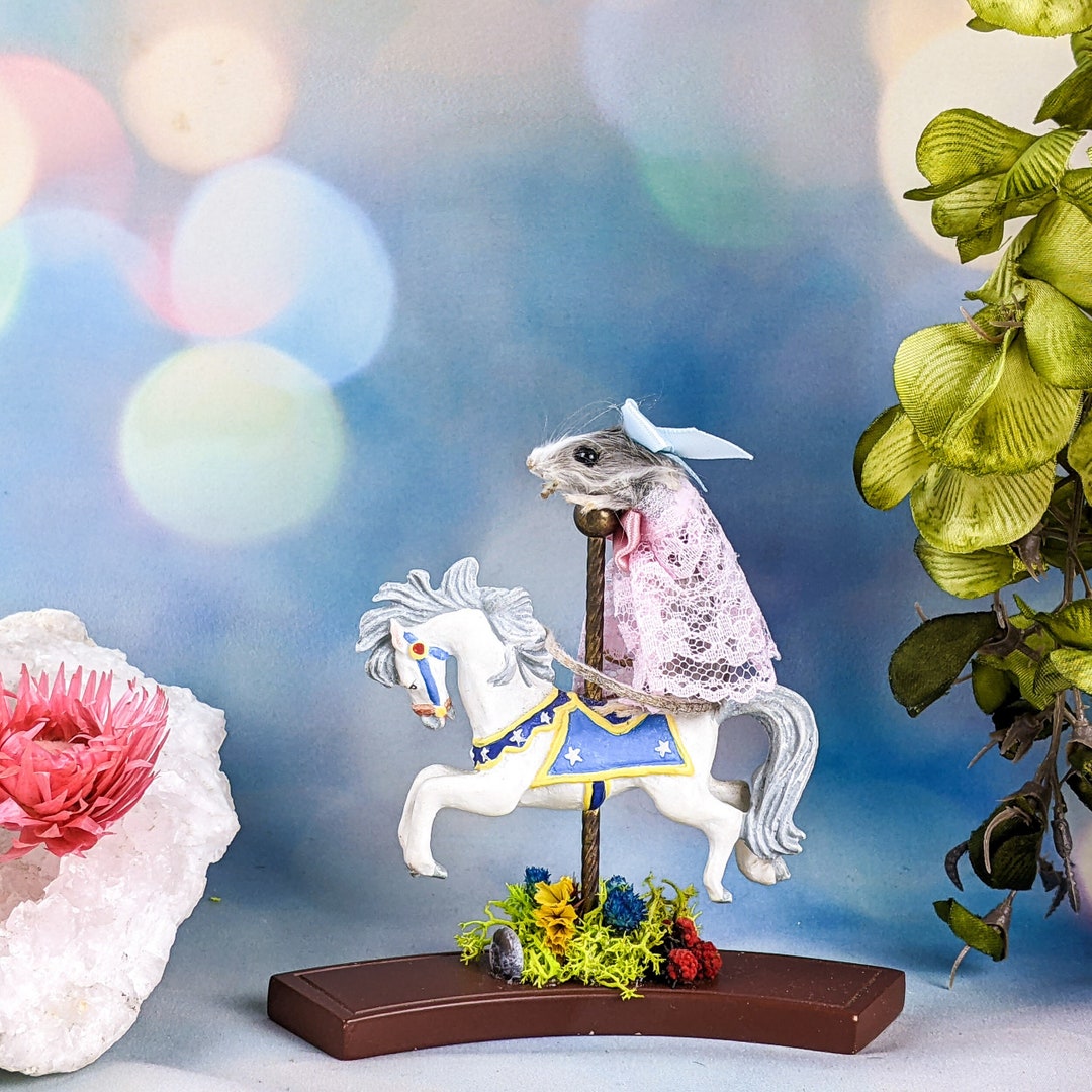 Mouse Riding Carousel Horse Music Box Circus Carnival Oddities ...
