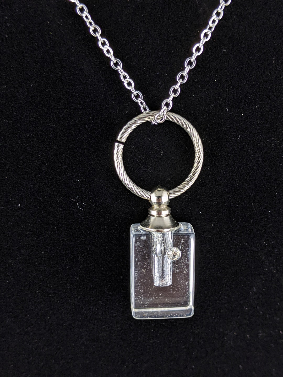 Cremation Urn Necklace W/ Single Rhinestone Jewelry Sympathy Funeral ...