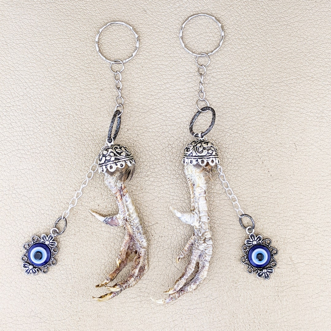 Chicken Foot Spur Lanyard Talisman Evil Eye Keychain Key Hook Taxidermy ...