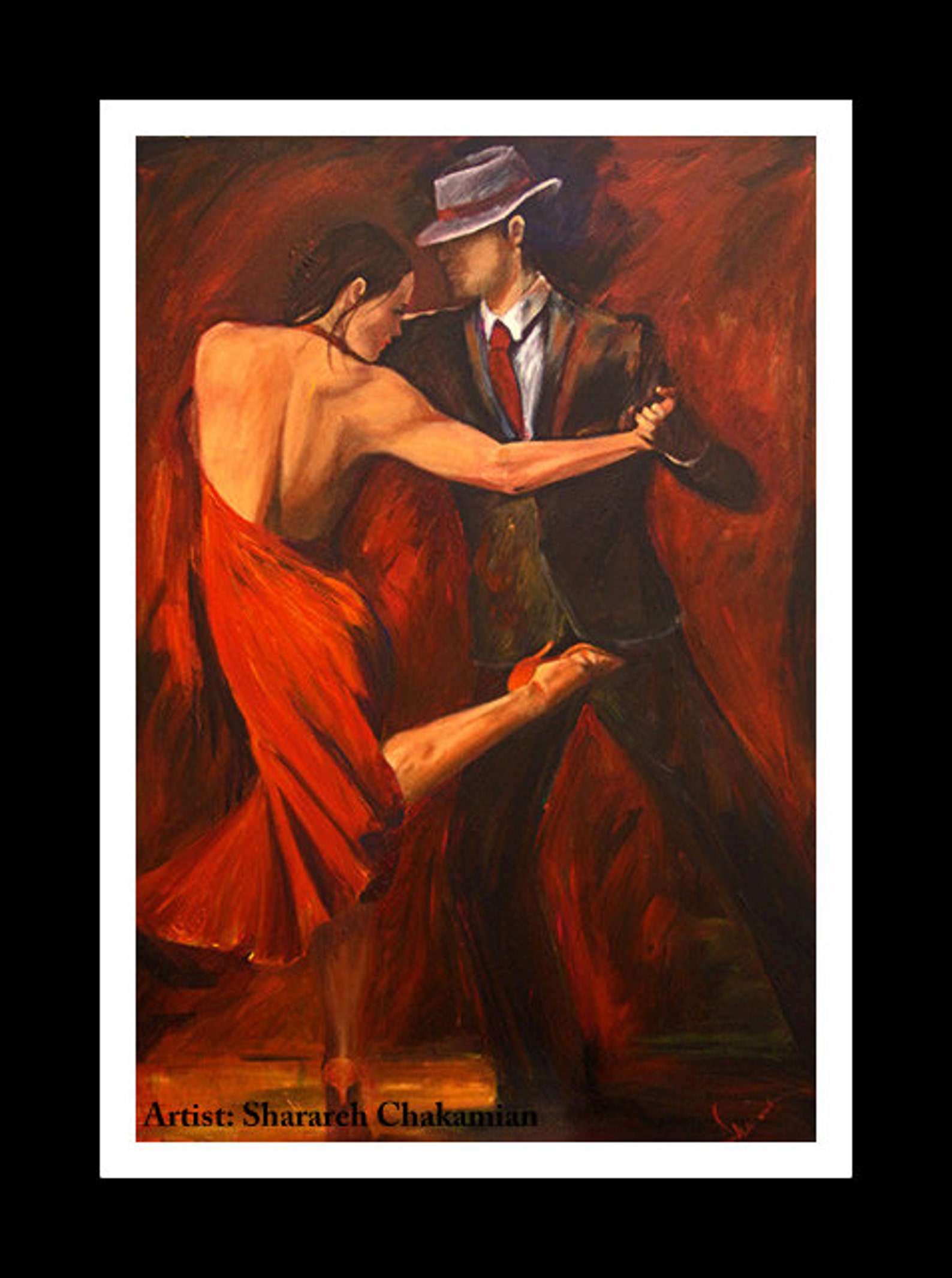 Argentine Tango Dancers Art Print, Red Dress, Passionate Love Décor - Etsy