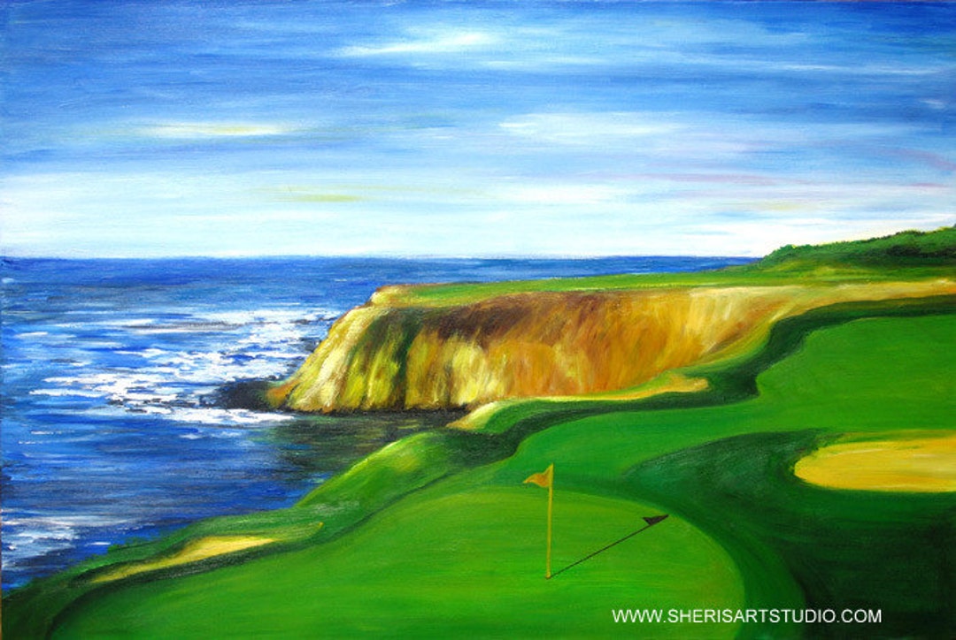 Golf Course Art Print on Paper-pebble Beach Golf Course- Father's Day ...