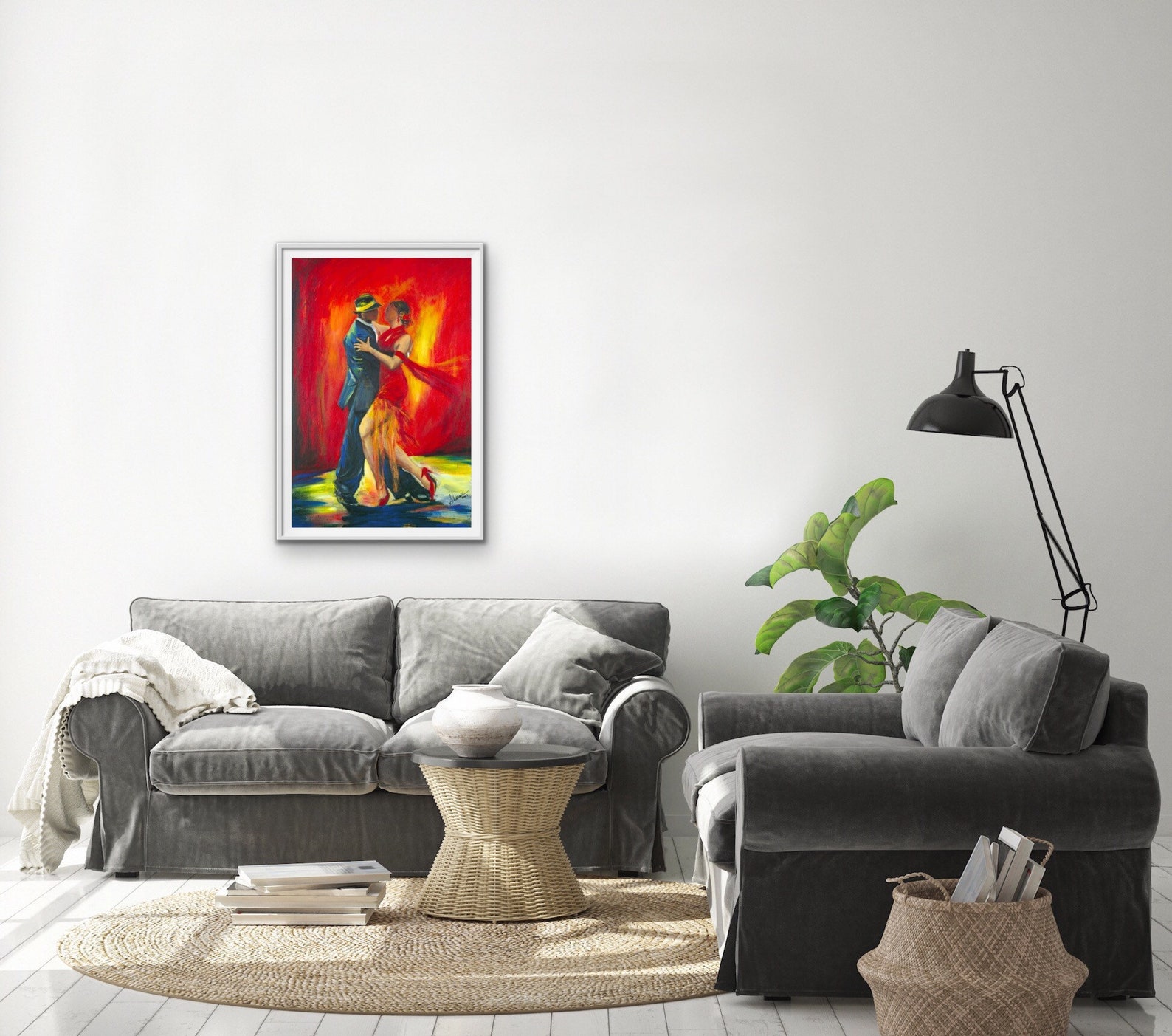 Tango Dancers With a Dramatic Red Background Art Print on - Etsy