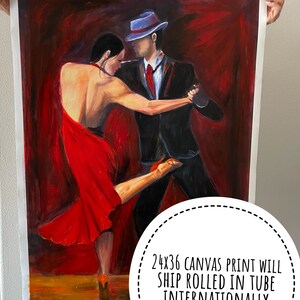 Argentine Tango Painting ,tango Dancer in Red Dress With Red Background ...