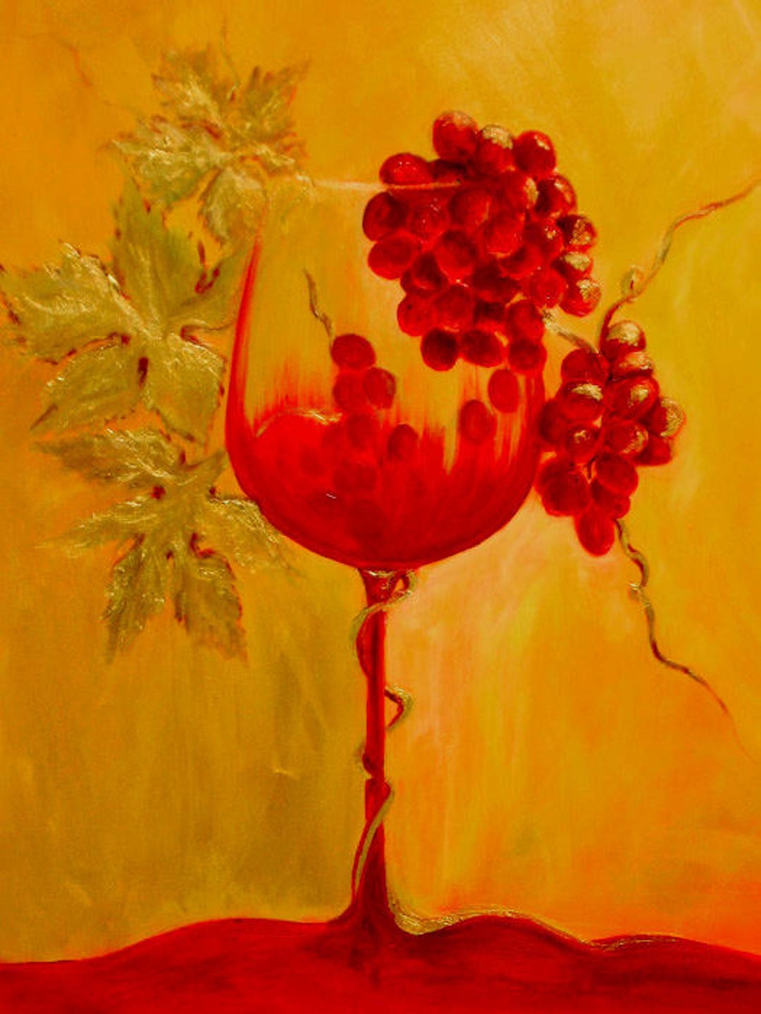 Wine and Grape Acrylic Painting, Kitchen Wall Decor, 22x28 - Etsy
