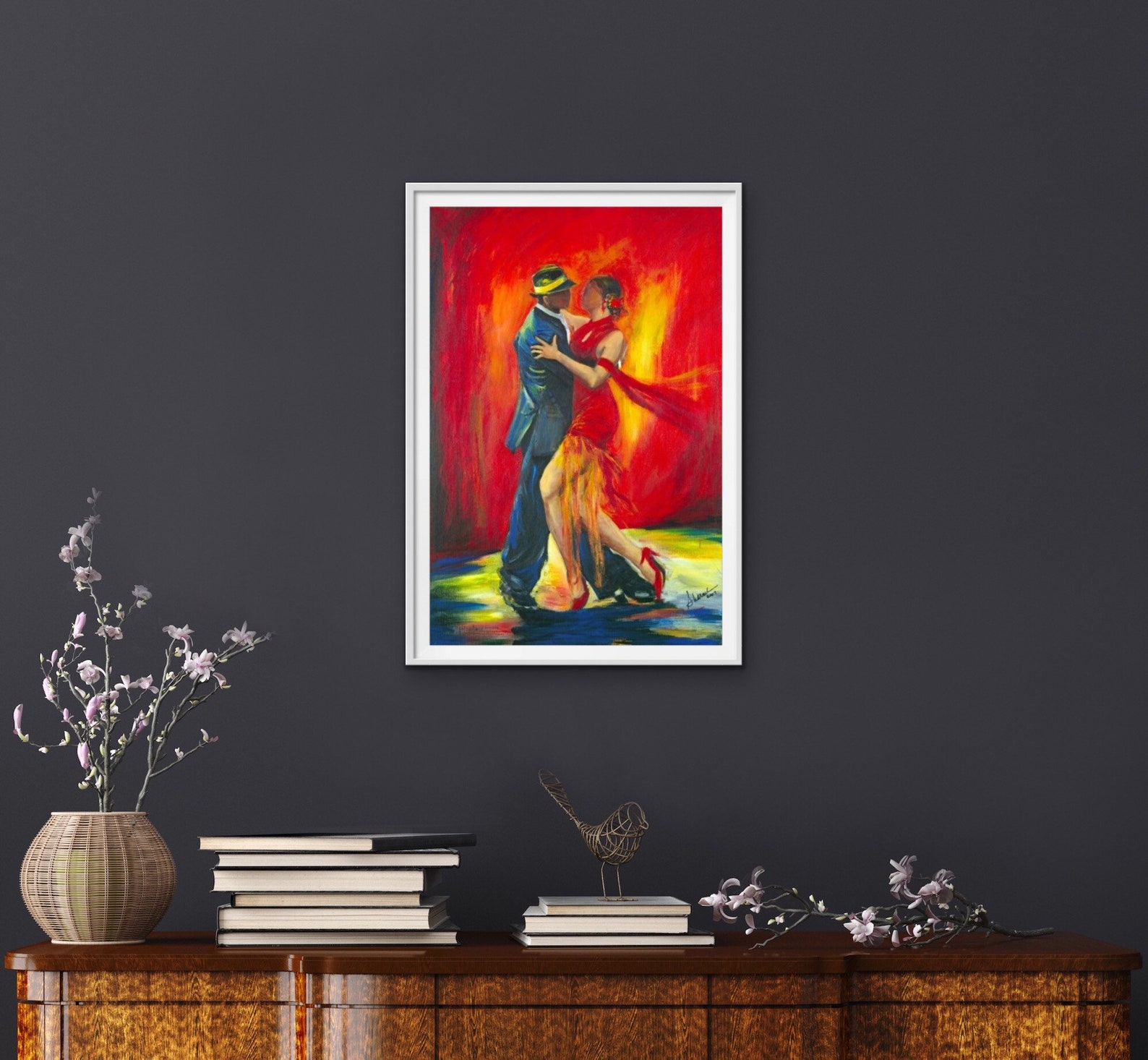 Tango Dancers With a Dramatic Red Background Art Print on - Etsy
