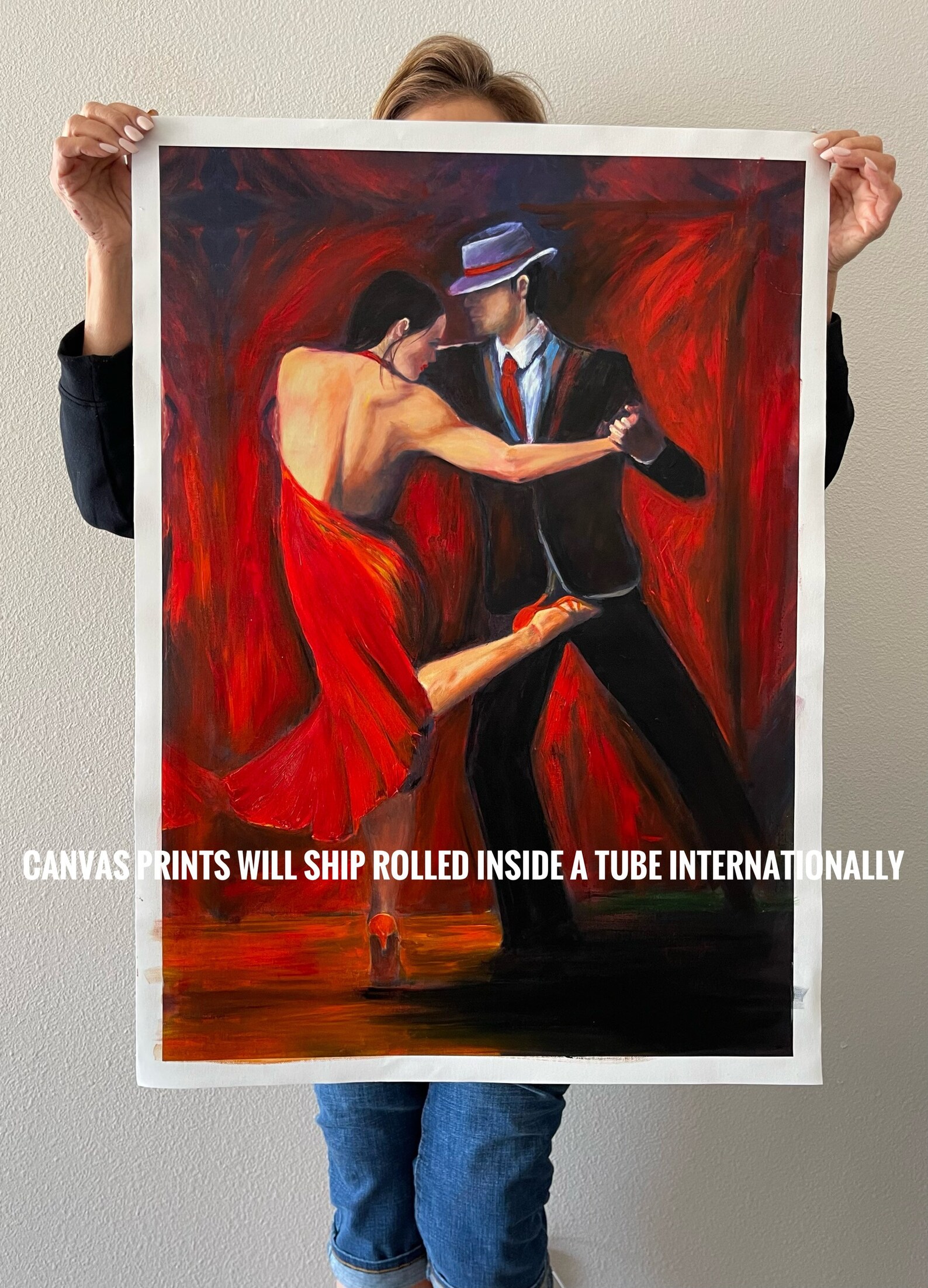 Tango Dancers Argentine Tango Canvas Print in Red Dress and - Etsy