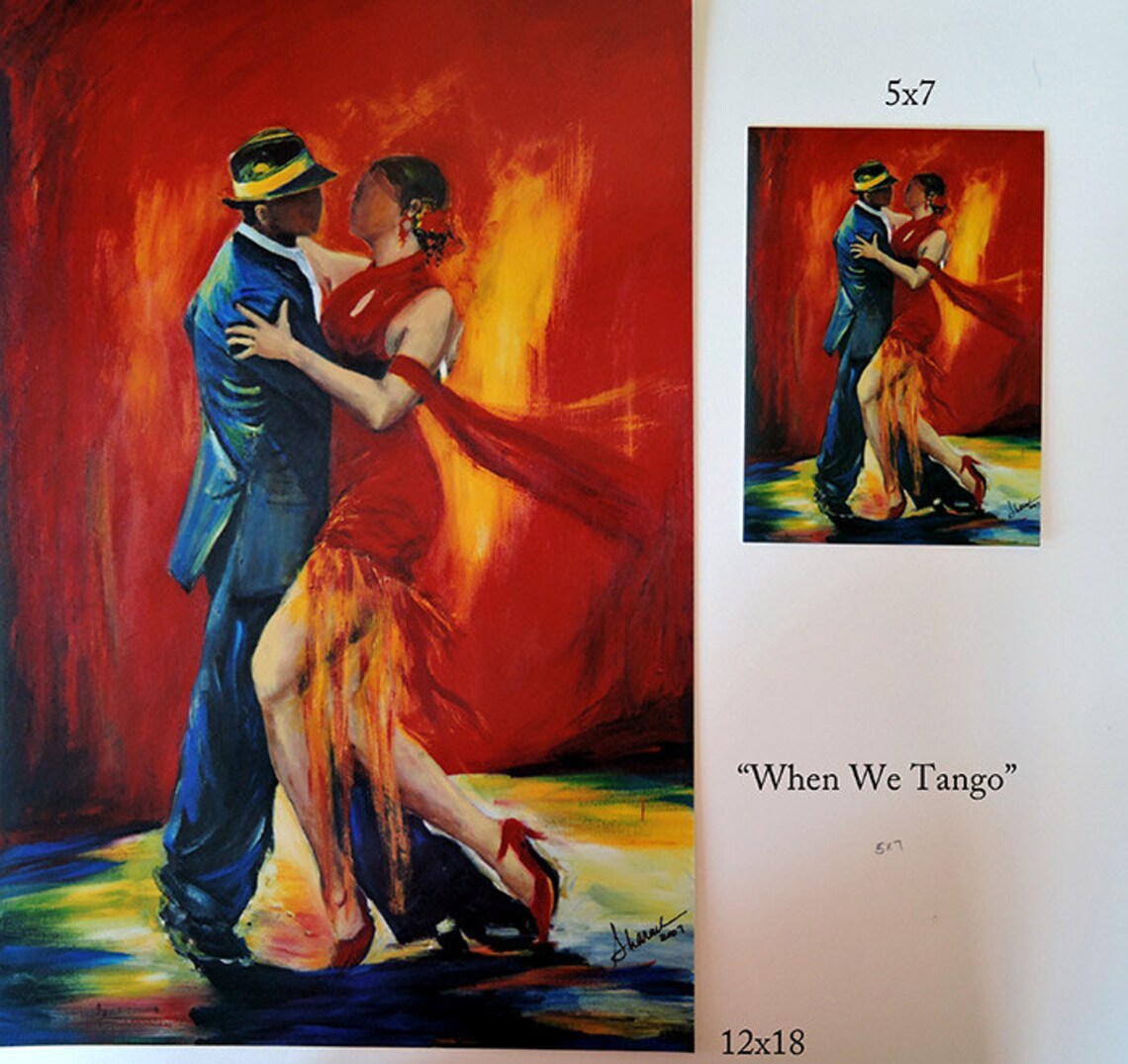 Tango Dancers With a Dramatic Red Background Art Print on - Etsy