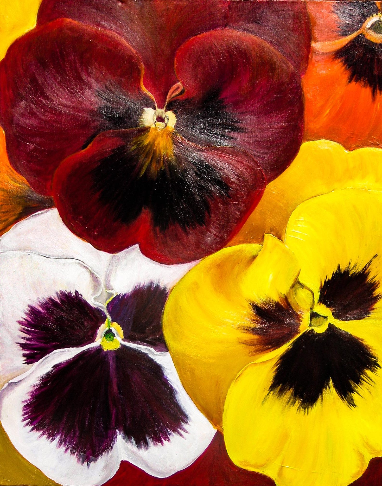 Original Pansy Flower Painting – 24x30 Bold Floral Canvas Art - Etsy