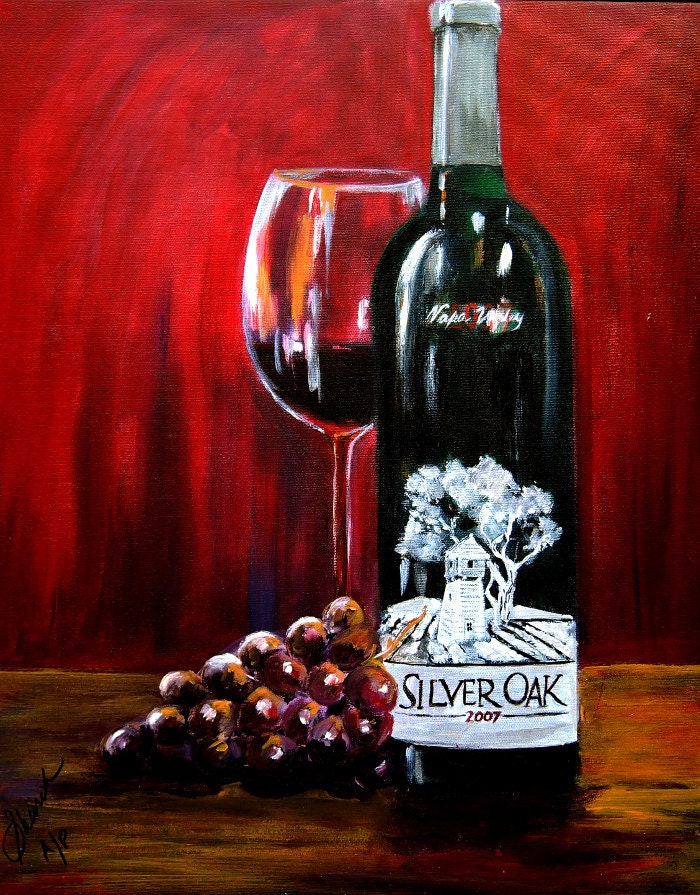 Wine Art Print on Paper Silver Oak of Napa Valley With Grape - Etsy