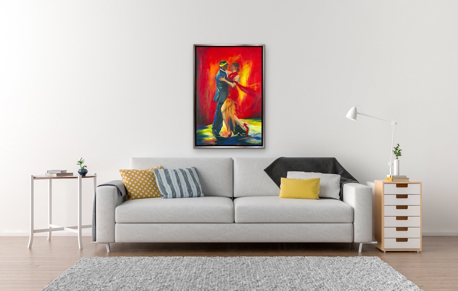 Tango Dancers With a Dramatic Red Background Art Print on - Etsy