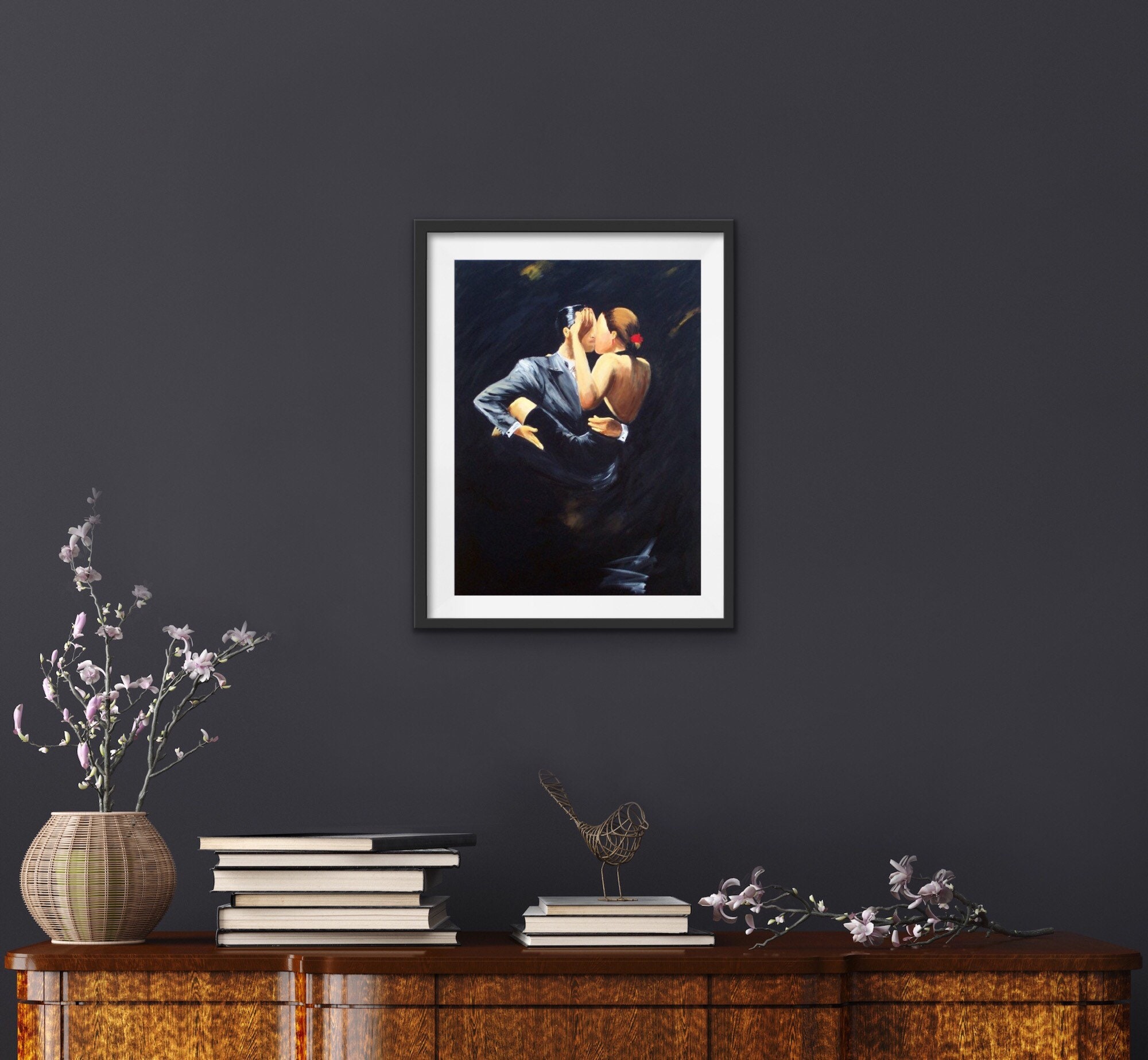 Tango dancers Art print on paper Dancing couple dressed in | Etsy