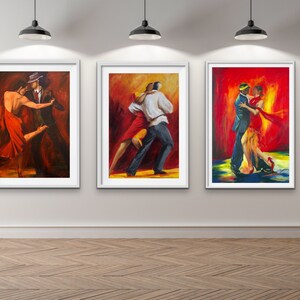 Tango Dancers With a Dramatic Red Background Art Print on Paper , Wall ...