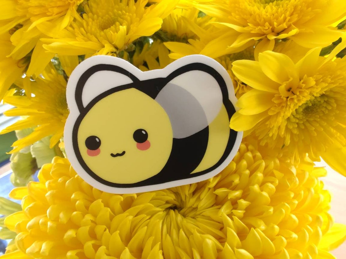 Cute Honey Bee Sticker Bumble Bee Sticker Yellow Sticker | Etsy