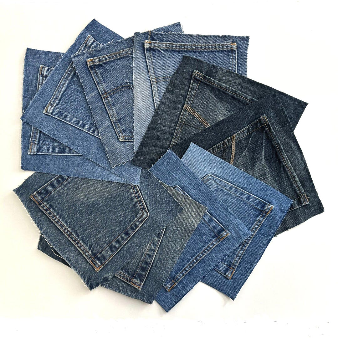 Denim Back Pocket Set, 5 Pairs of Back Pockets From Denim Jeans, 10 ...