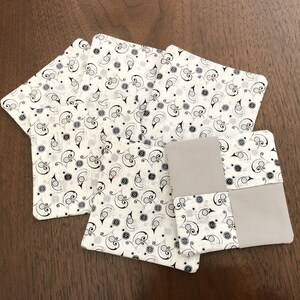 Wine Glass Coaster Set, White Grey and Black Fabric Coasters, Set of 6 ...