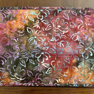 Quilted Batik Placemat Set, Set of Six of Copper and Cream Quilted ...