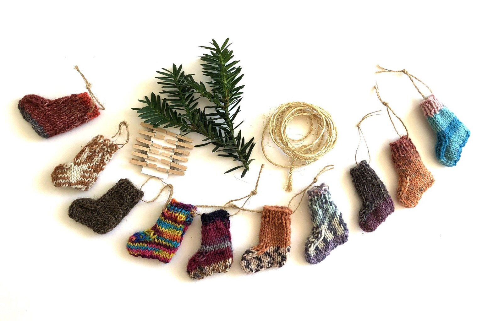 Knitted Mini Sock Garland Miniature Sock Bunting Hand Knit - Etsy