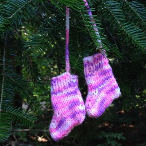 Mini Mitts and Socks Ornaments, Set of 2 Handmade Knitted Mittens and ...