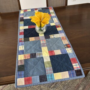Upcycled Denim Reversible Table Runner, 18-1/2" X 42-1/2" (47cm X 108cm ...