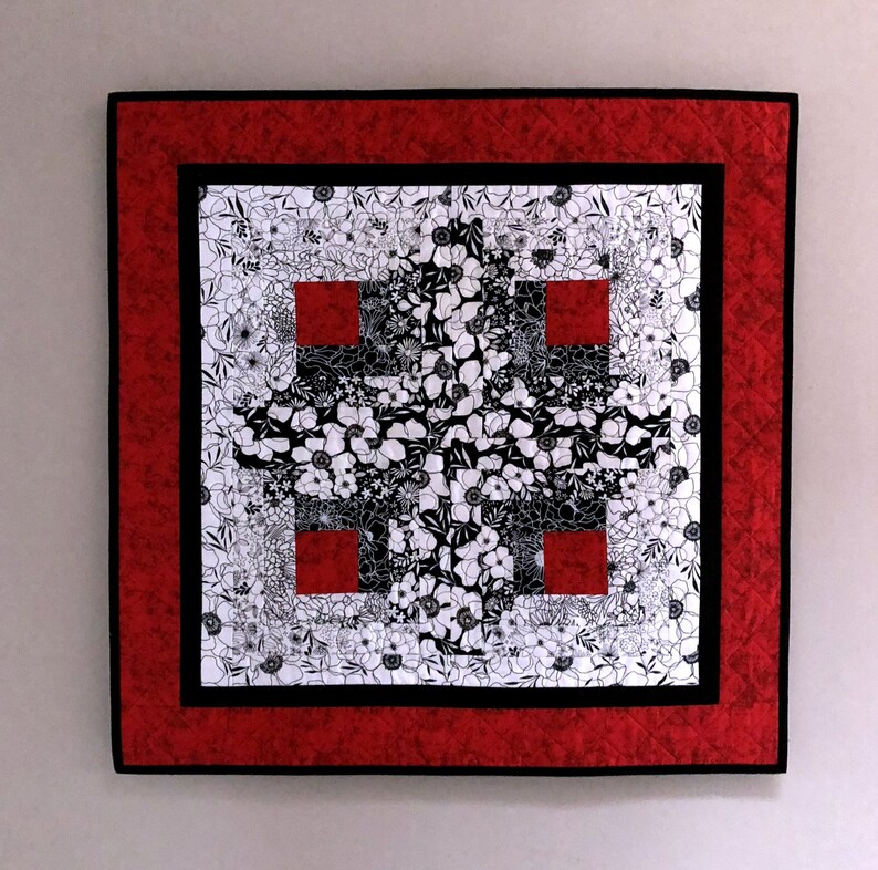 Black White Red Table Topper 32-1/4 82cm Square - Etsy