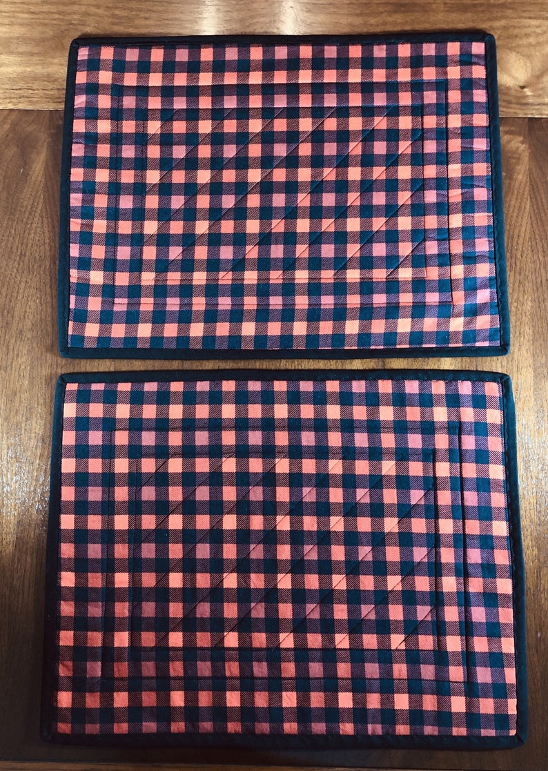 Set of 2 Plaid Placemats Red Black Buffalo Check & Woodland - Etsy